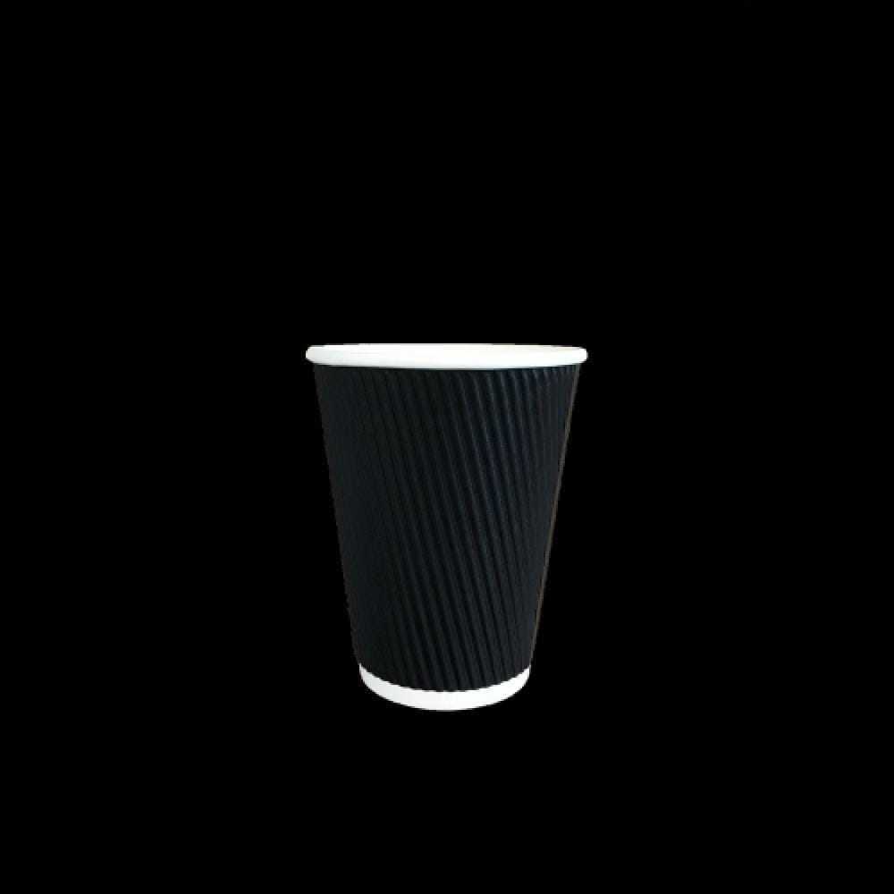 Pahar Carton Ripple Negru 8 Oz 250ml, 1000/cutie - Visolux